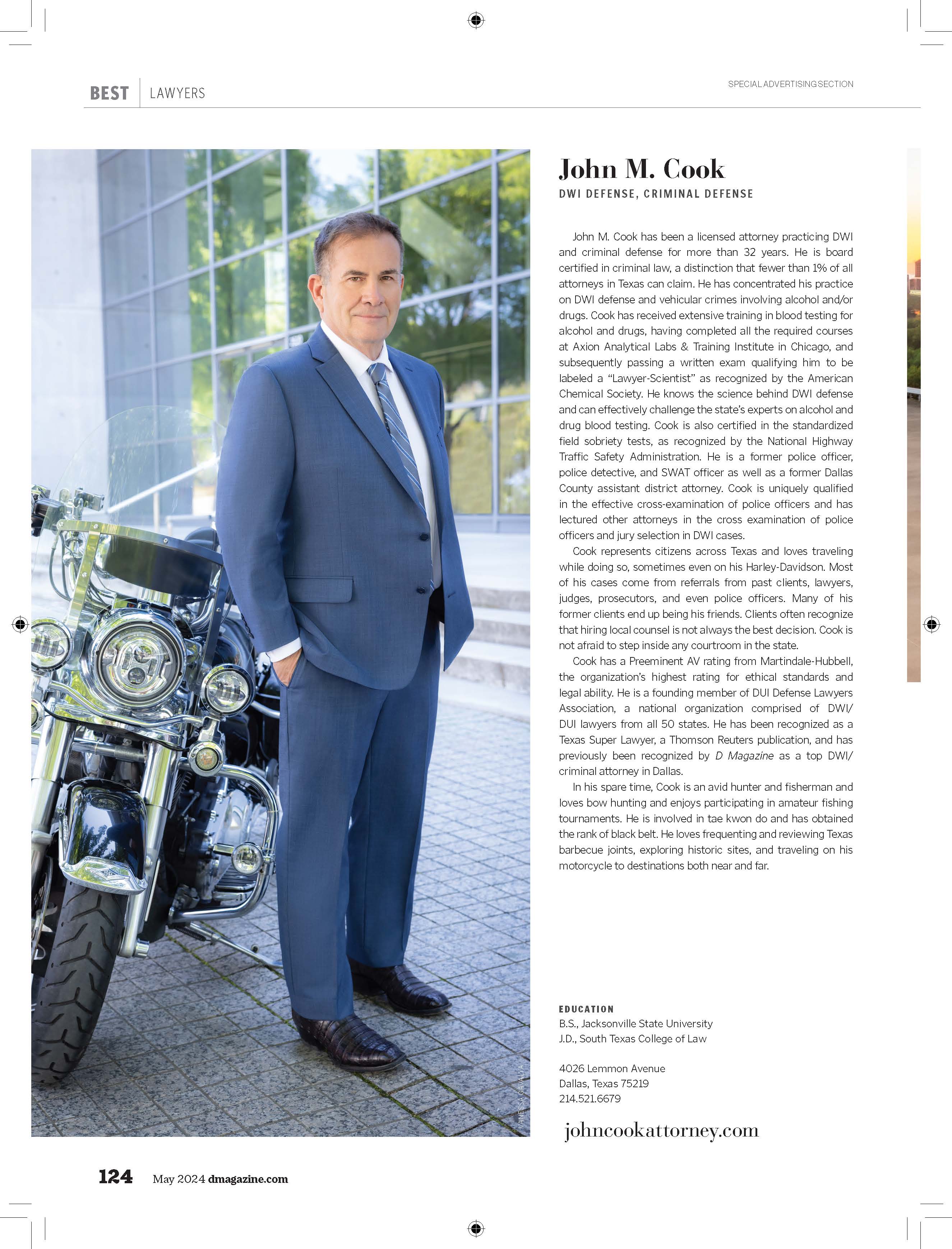 John M. Cook - Criminal Defense: DUI/DWI - Dallas | D Magazine Directories