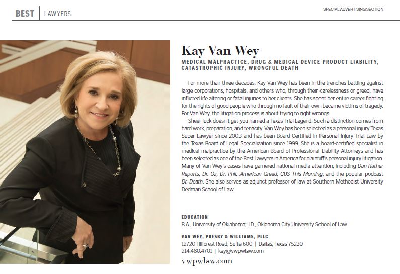 Kay Van Wey - Lawyer - Dallas | D Magazine Directories