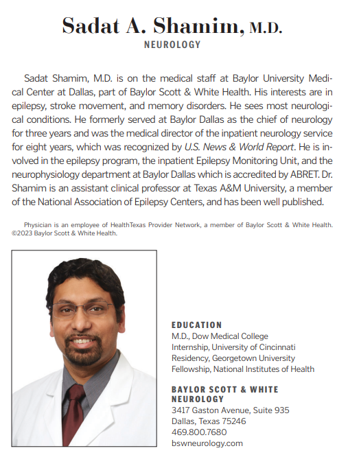 Sadat Shamim, M.D. - Neurology - Dallas | D Magazine Directories