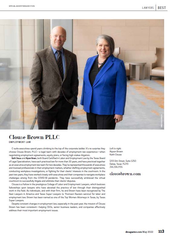 Keith A. Clouse - Labor & Employment - Dallas | D Magazine Directories