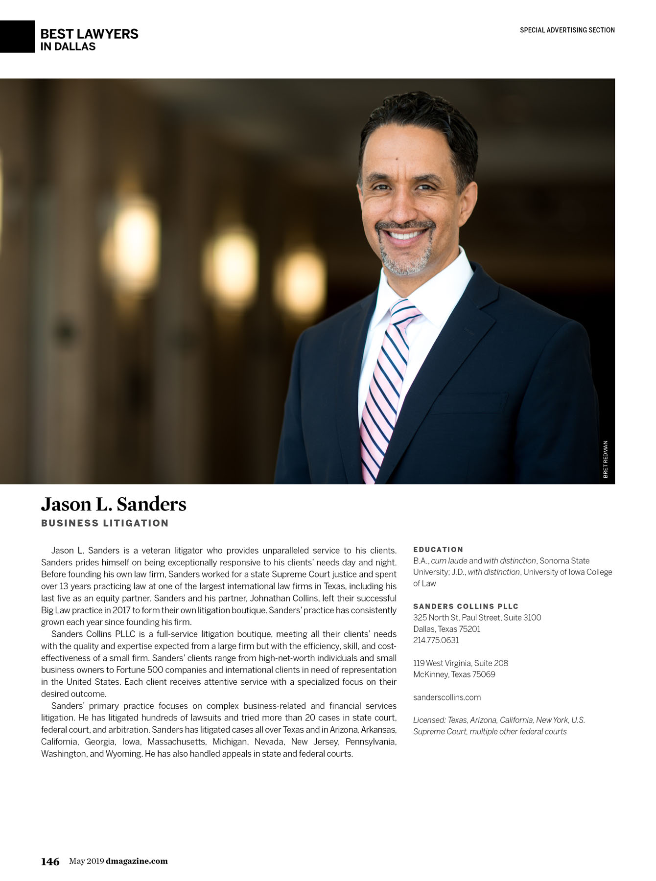 Jason L. Sanders - Lawyer - Dallas | D Magazine Directories