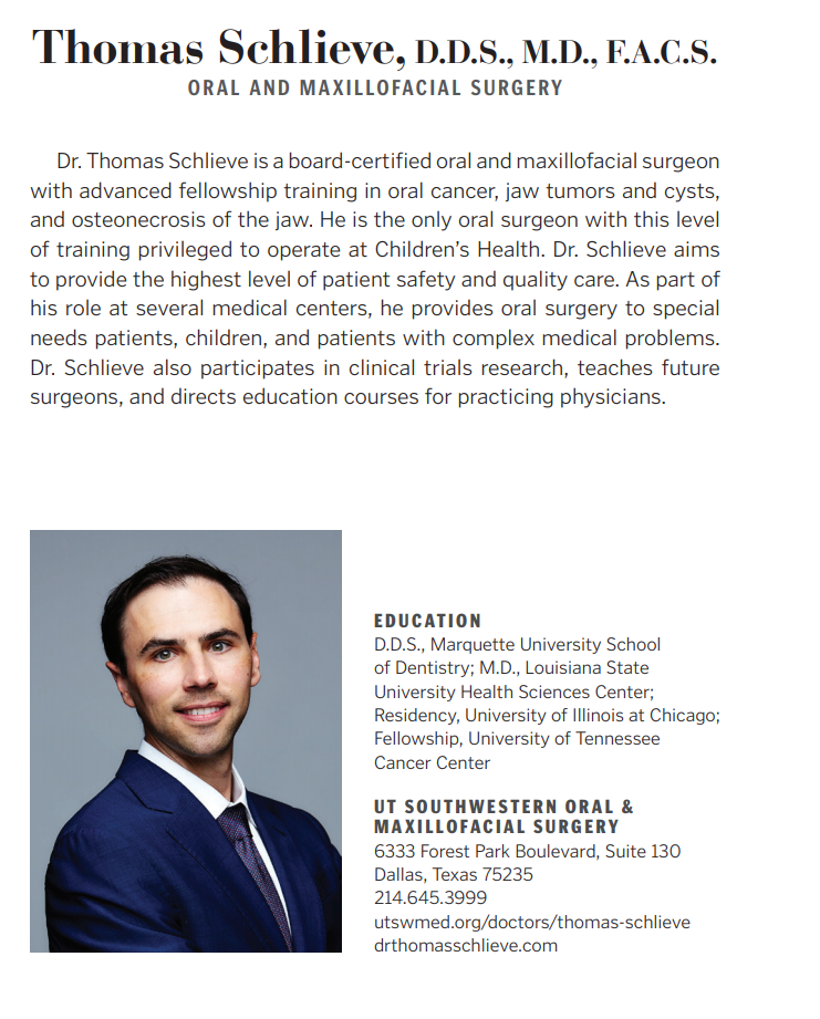 Thomas Schlieve - Oral/Maxillofacial Surgery - Dallas | D Magazine ...